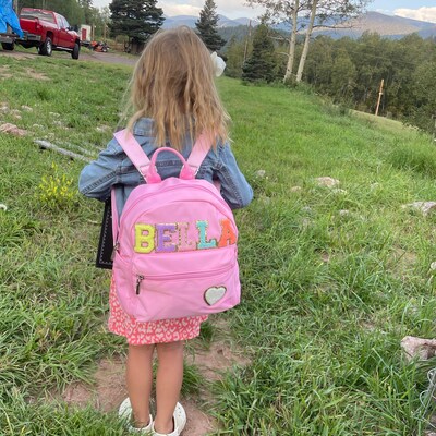 Custom Nylon Mini Backpack With Chenille Letters Personalized Backpack ...