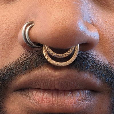 Rose Gold Butterfly Septum Ring Rose Gold Dipped Sterling Silver Nose ...