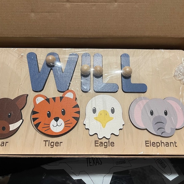 Name Puzzle With Animals, Personalized Gift for Kids, Baby Boy Birthday ...