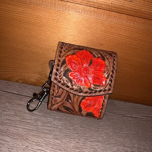 Custom Design Western Floral Tooled & Painted Leather Watch | Etsy