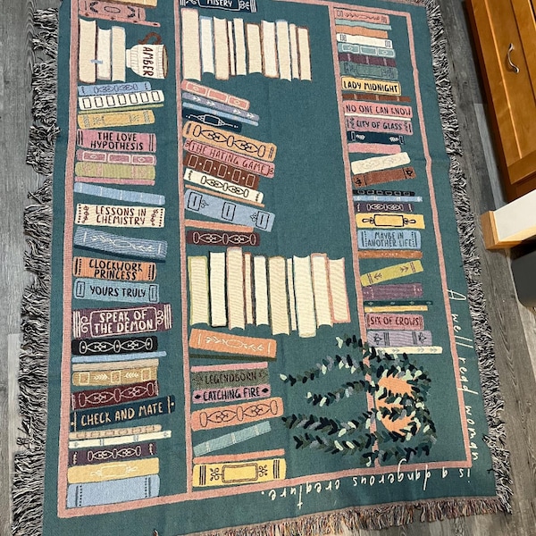 Book Lover Throw Blanket Bookish Woven Tapestry Personalized Gift for ...