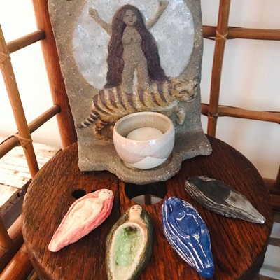 Ceramic Moon With Cute Face, Wall Decoration, Gift for Friend, Lunar ...