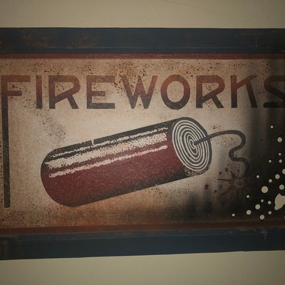 Fireworks USA Vintage Faux Tin Sign Framed in Wood Cabin - Etsy