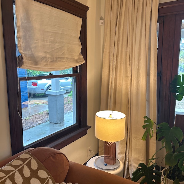 Luxury European Relaxed Linen Roman Shade, Custom Window Treatment - Etsy