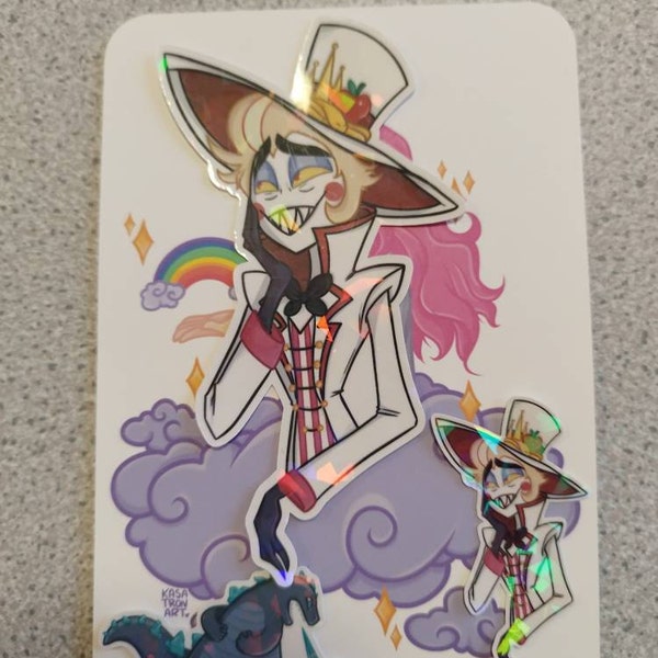 Hazbin Hotel Lucifer Sticker 4 Hazbin, Glitter, Laminated, Lucifer ...