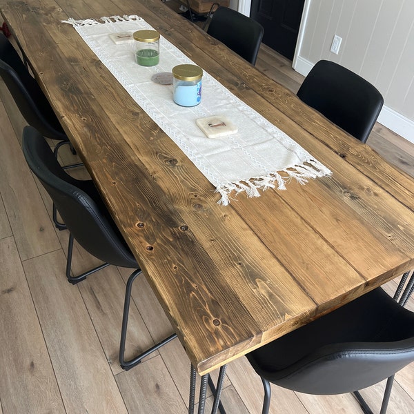 Alive Edge Reclaimed Distressed Dining Table With Hairpin Legs With ...