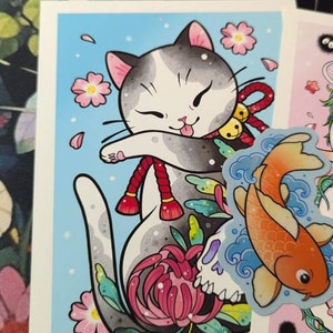 HOLOGRAPHIC Yokai Nekomata Japanese Folklore Neko Skull STICKER by ...
