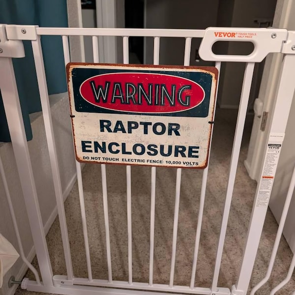 Dinosaur Enclosure Metal Warning – T-rex & Raptor Room Decor, Wall Art ...
