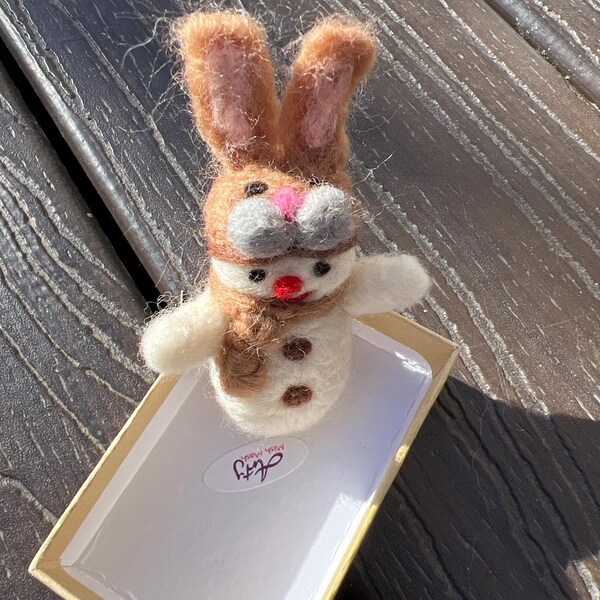 Needle Felted Snowman for Kids' Easter Baskets Gift, Bunny Felt and ...