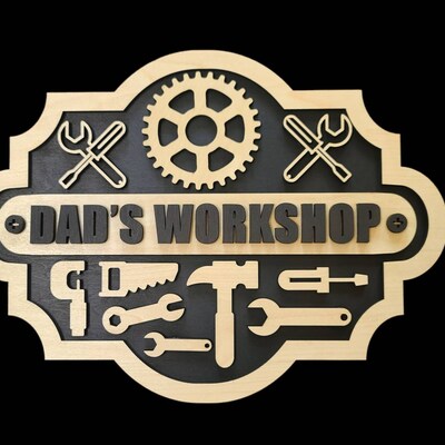 Dads Workshop Wall or Door Sign. Workshop Signage Laser Cutting File. Workshop Signs Dxf, Svg ...