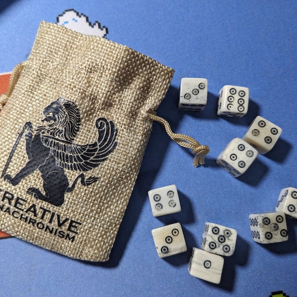 Medieval Bone Dice Set (qty 5) - Viking Spots D6 Set for Gaming, SCA ...
