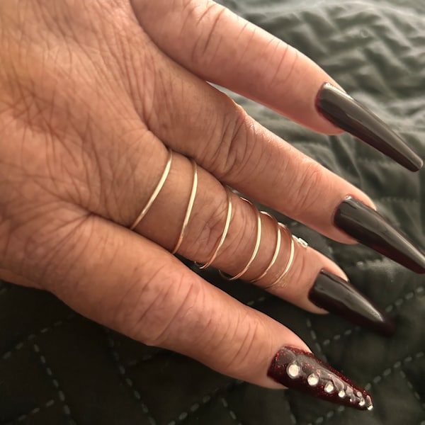 Sterling Silver Full Finger Spiral Wire Ring - Adjustable - Etsy