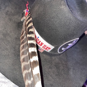 OLD GLORY Cowboy Hat Feather With New Style Beaded Sinew Wrap | Etsy