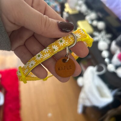 Cat Tag, Leather Tag, Silent ID Tag, Personalized Cat Tag, Small Dog ...