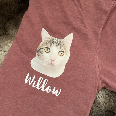 Custom Cat Shirt, Personalized Cat Photo and Name Shirt, Custom Name ...