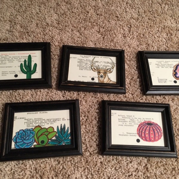 SALE - ANY 4 PRINTS of Painted Library Cards - Instant Collection ...