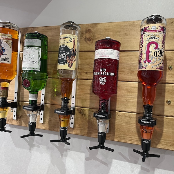 Home Bar - Reclaimed Wooden Drinks Optics Plaque - Spirit Display Unit ...