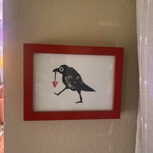 Crow and Pizza Block Print-linocut - Etsy