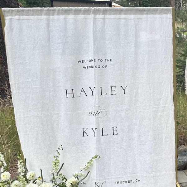 Handlettered Linen Welcome Sign - Etsy