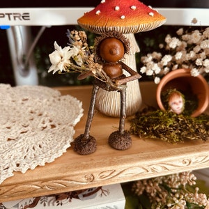 Oakie Acorn Elf Couple Sitting on a Log, Talking. A Figurine That Would ...