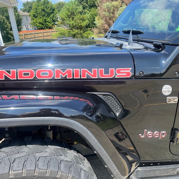 Custom Red Lettering Sticker Decal for Hood With an Outline | Set of 2 ...