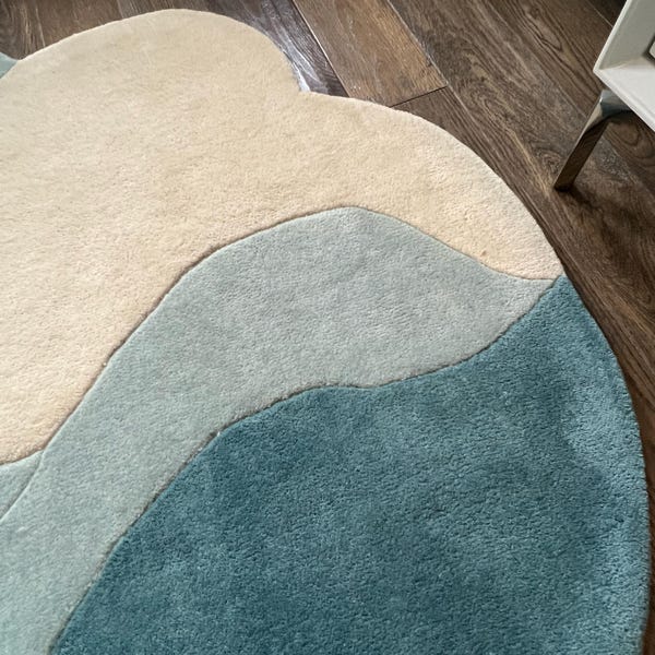 Abstract Irregular Shape Area Rug | Modern Wavy Design Carpet | Neutral ...