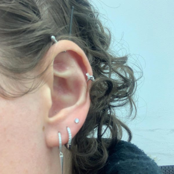 16G Titanium Moon Dangle Flat Back Stud, Nose Stud, Internally Threaded ...