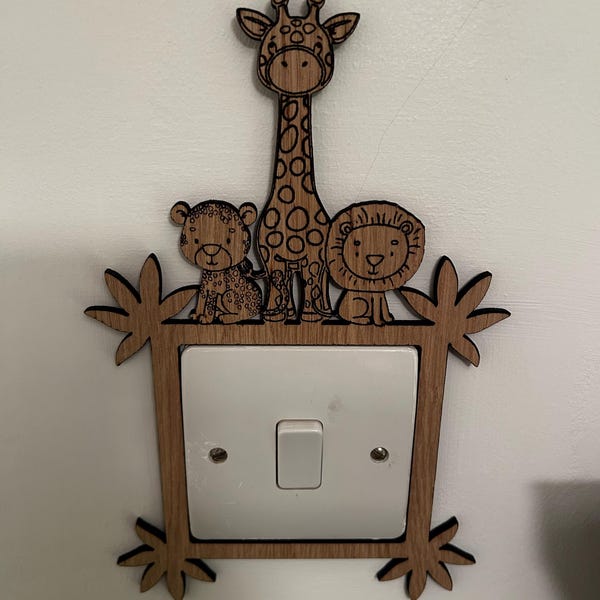Wooden Safari Animal Light Switch Surround for Kids Room, Jungle Light ...