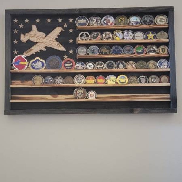 US Air Force A-10 Warthog Challenge Coin Display Rack Holder - Rustic ...