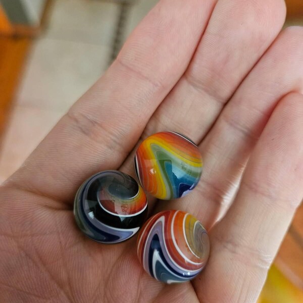 Linework Surprise Marbles 1", Rainbow Marbles, Mystery Marbles, Wig-wag ...