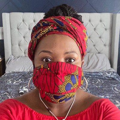 African Face Mask With Filter Pocket and Matching African Print Head ...