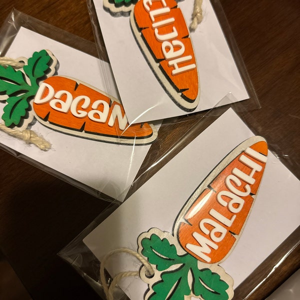 Easter Basket Carrot Name Tag / Personalized Wood Accessory for Spring ...