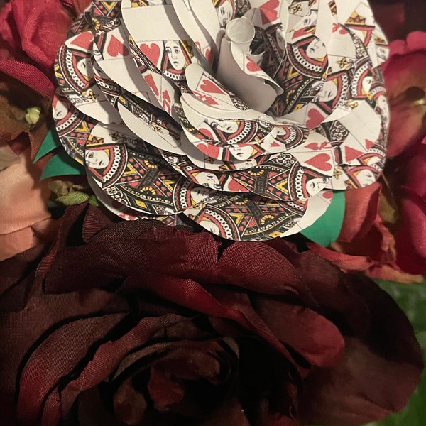 Queen of Hearts Playing Card Paper Flower, Unique Handmade - Etsy