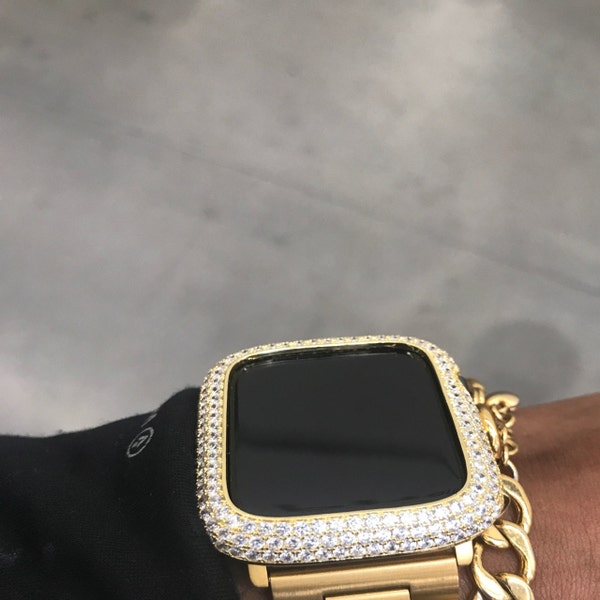 Yellow Gold Apple Watch Band and or Lab Diamond Apple Watch Case ...