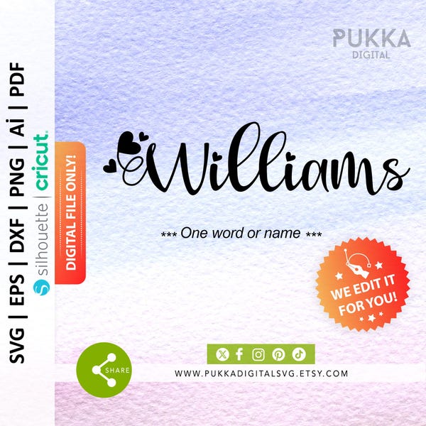Custom Name Svg, Custom Word Svg, Custom Name Cut File, Custom Name ...