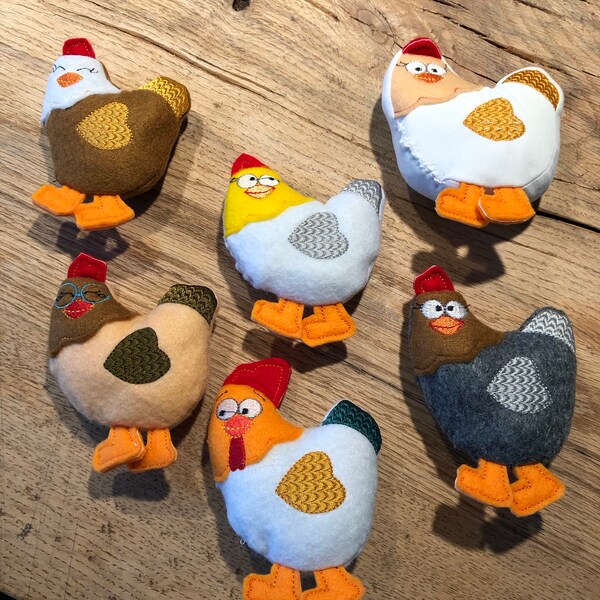 10x Stickdatei Huhn Hahn Henne Glucke ITH 10x10, chicken rooster in the hoop 4x4" digital ...