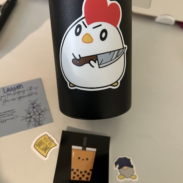 Chicken With a Knife Sticker - Etsy