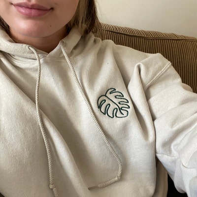 Embroidered Monstera Plant Hoodie - Etsy