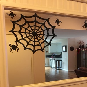 REUSABLE Spider Web Spiderweb Window Cling Window Decal Spiders ...