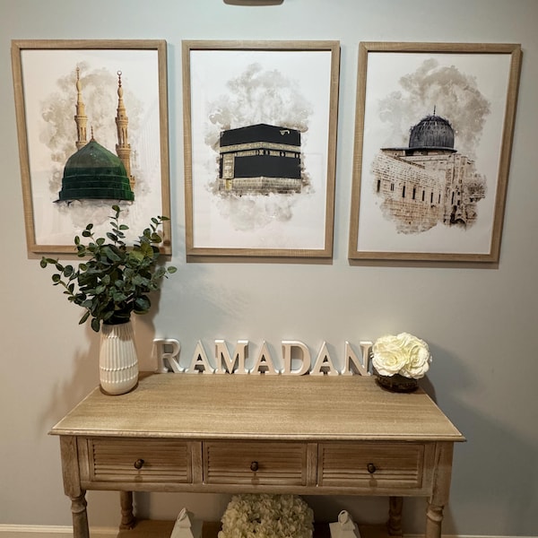 3x Islam Poster Set - Watercolor - Islamic Wall Art - Islamic Wall Art ...