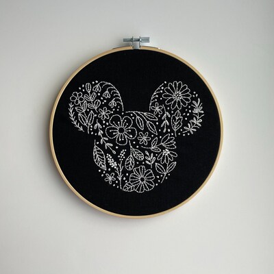 Flower Mickey Embroidery Pattern Floral Embroidery Pattern Mickey Hoop ...