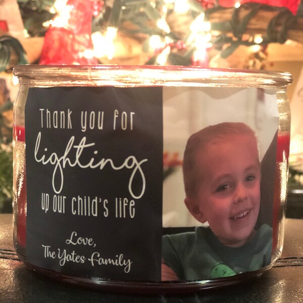 Teacher Christmas Gift, Teacher Candle Label, Teacher Gift, Daycare ...