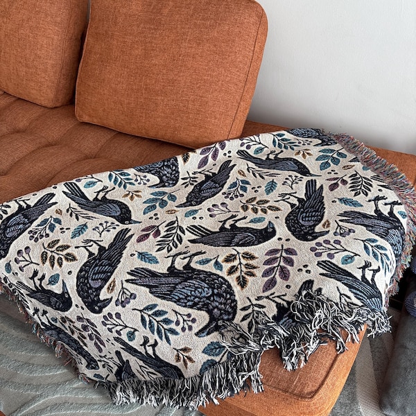 Ravens Woven Blanket: Gothic Crow Throw, Bird Lover Gift - Etsy