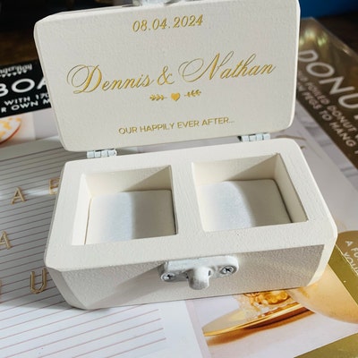 White Engagement Ring Box, Proposal Ring Box, White Ring Box, Custom ...