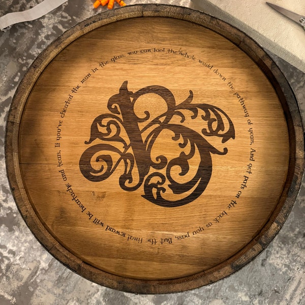 Whiskey Barrel End Table- Custom Engraving Available - Etsy