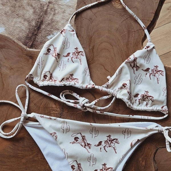 Whale Shark Recycled String Bikini Set, Ocean Pattern Bathing Suit ...