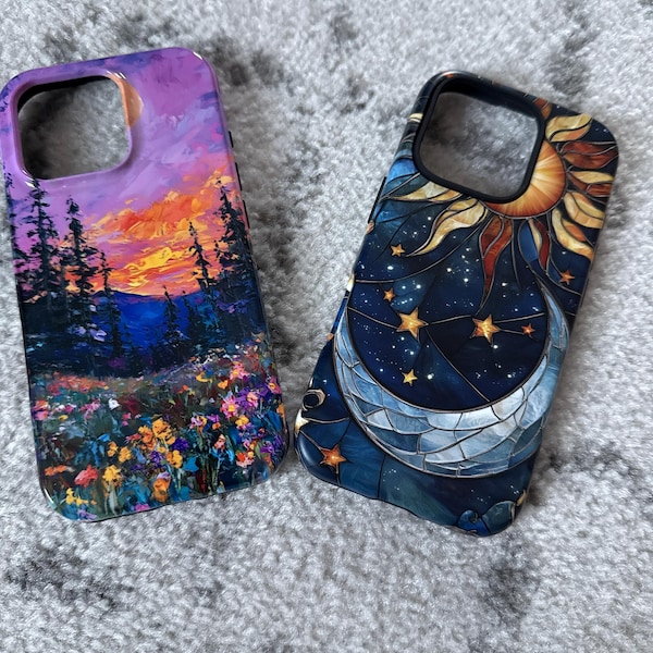 Faux Stain Glass Starry Night Sky Phone Cover, 3D Celestial Stained ...