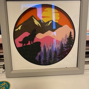 3D Mountain SVG/ Mountain and Wolf Shadow Box SVG/ Nature Wall Art ...