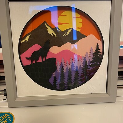3D Mountain SVG/ Mountain and Wolf Shadow Box SVG/ Nature Wall Art ...