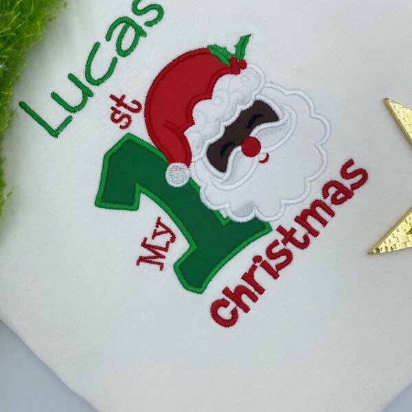 My 1st Christmas Santa Claus Christmas Machine Embroidery Applique ...